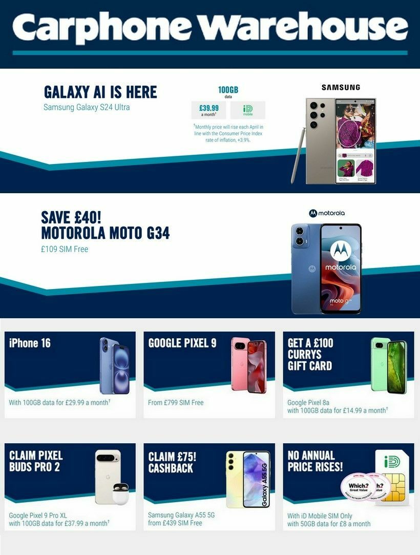 Carphone Warehouse Offers & Special Buys from 19 October