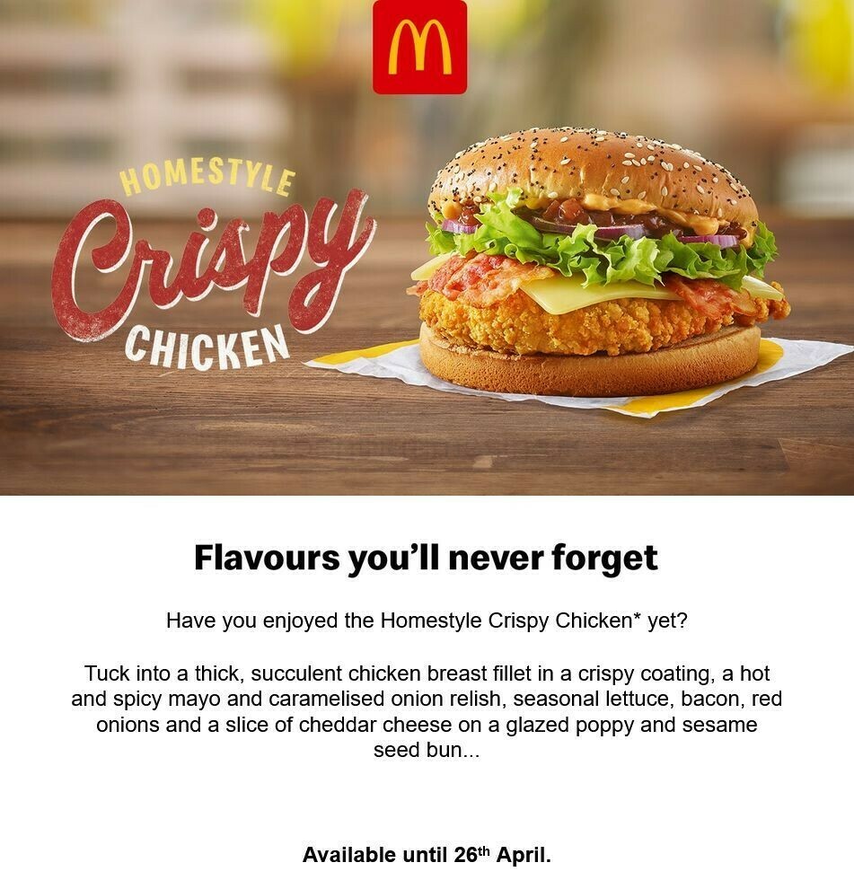 McDonald's Offers & Menu from 1 April