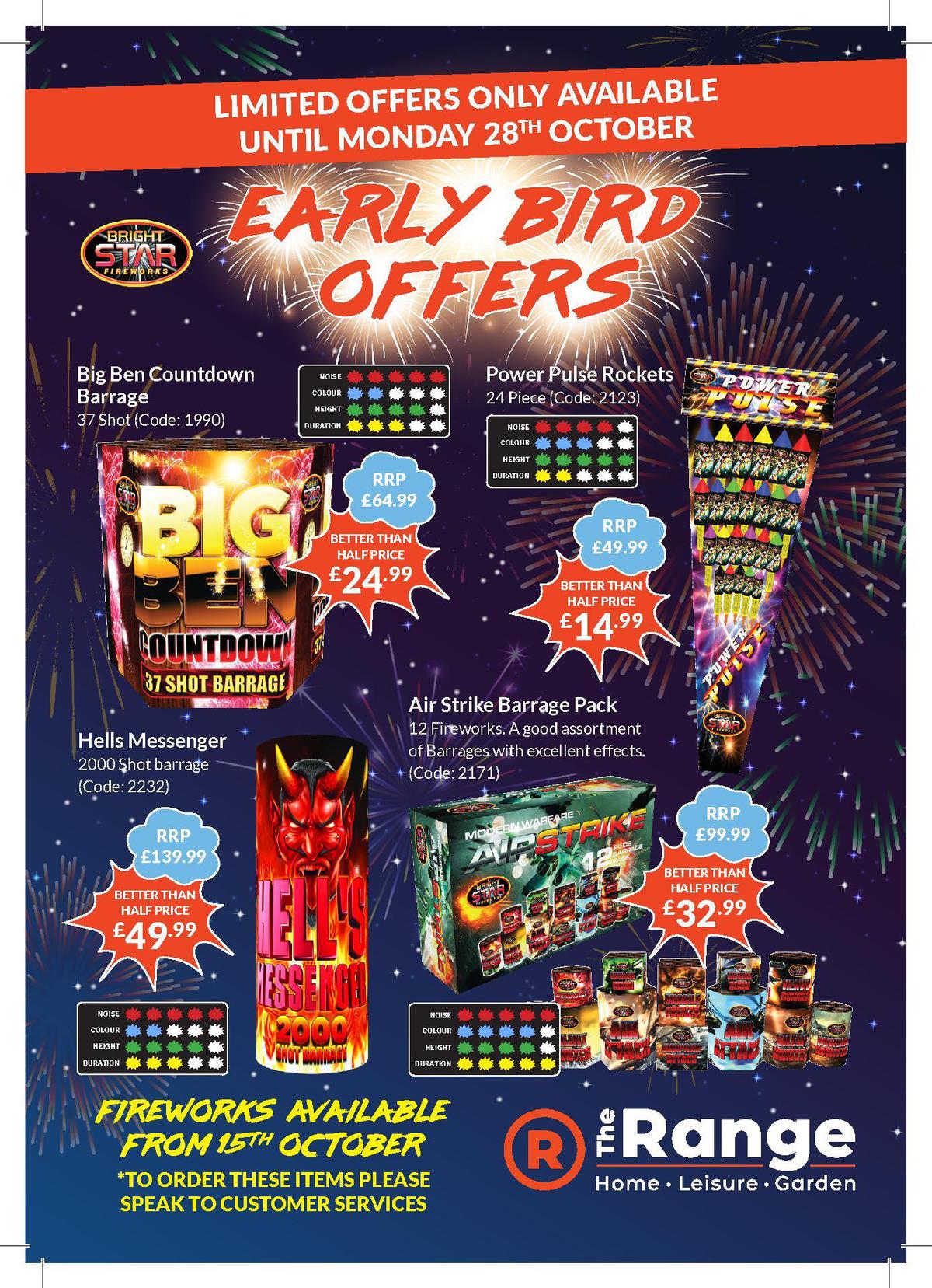 The Range Early Bird Offers from 15 October